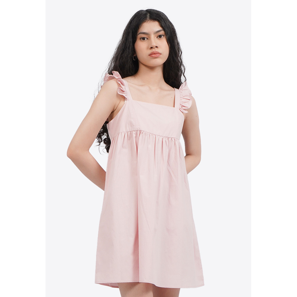 Jual COLORBOX Sleeveless Mini Dress with Frills Strap Lt. Pink | Shopee ...