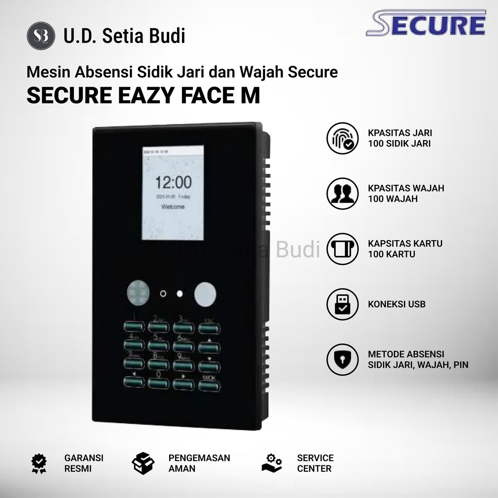 Jual Mesin Absensi Sidik Jari dan Wajah Secure EAZY Face M Deteksi ...