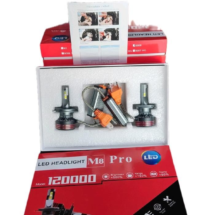 Jual Bohlam Led Headlight M8 Pro Model 120000 H4 Super Bright Untuk ...