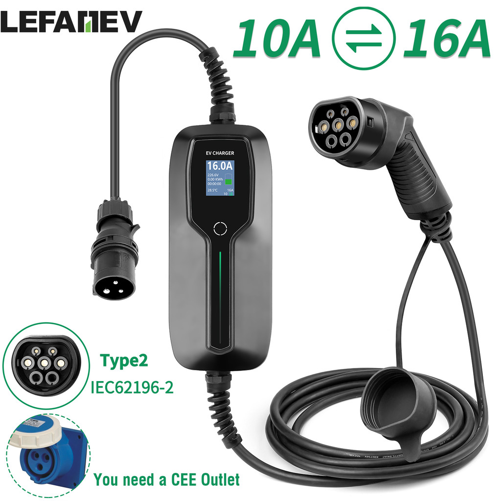 Jual EV Charger Type 2 10/16A Switchable Portable EVSE EV Charging Box ...