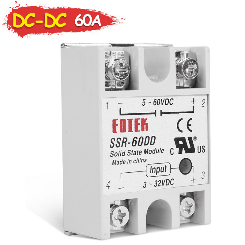 Jual Baru 60DD 60A SSR-60DD Solid State Module Relay DC-DC Single Phase SSR 3-32V 12V DC TO 5 ...