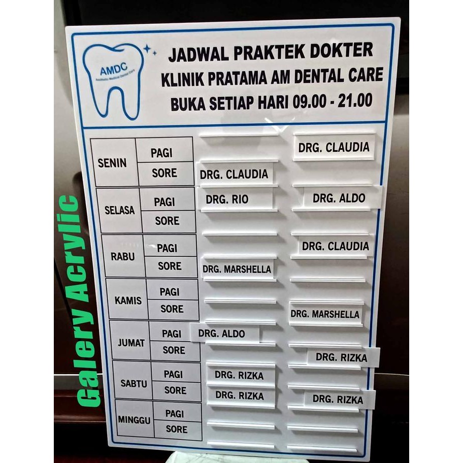 Jual Acrylic Papan Nama Dokter 60x90 sign boad acrylic papan jadwal ...