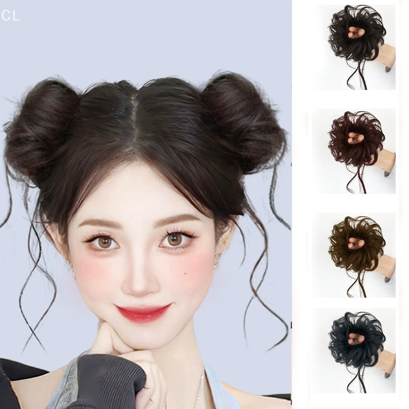 Jual Dragon Beard Double Bun Wig Simulated Fluffy Lazy Person Hair Pack ...