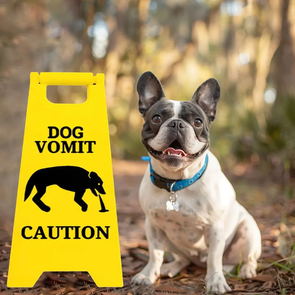 Jual Funny Cat Vomit Sign Dog Vomit Yard Signs Bright Yellow Warning ...