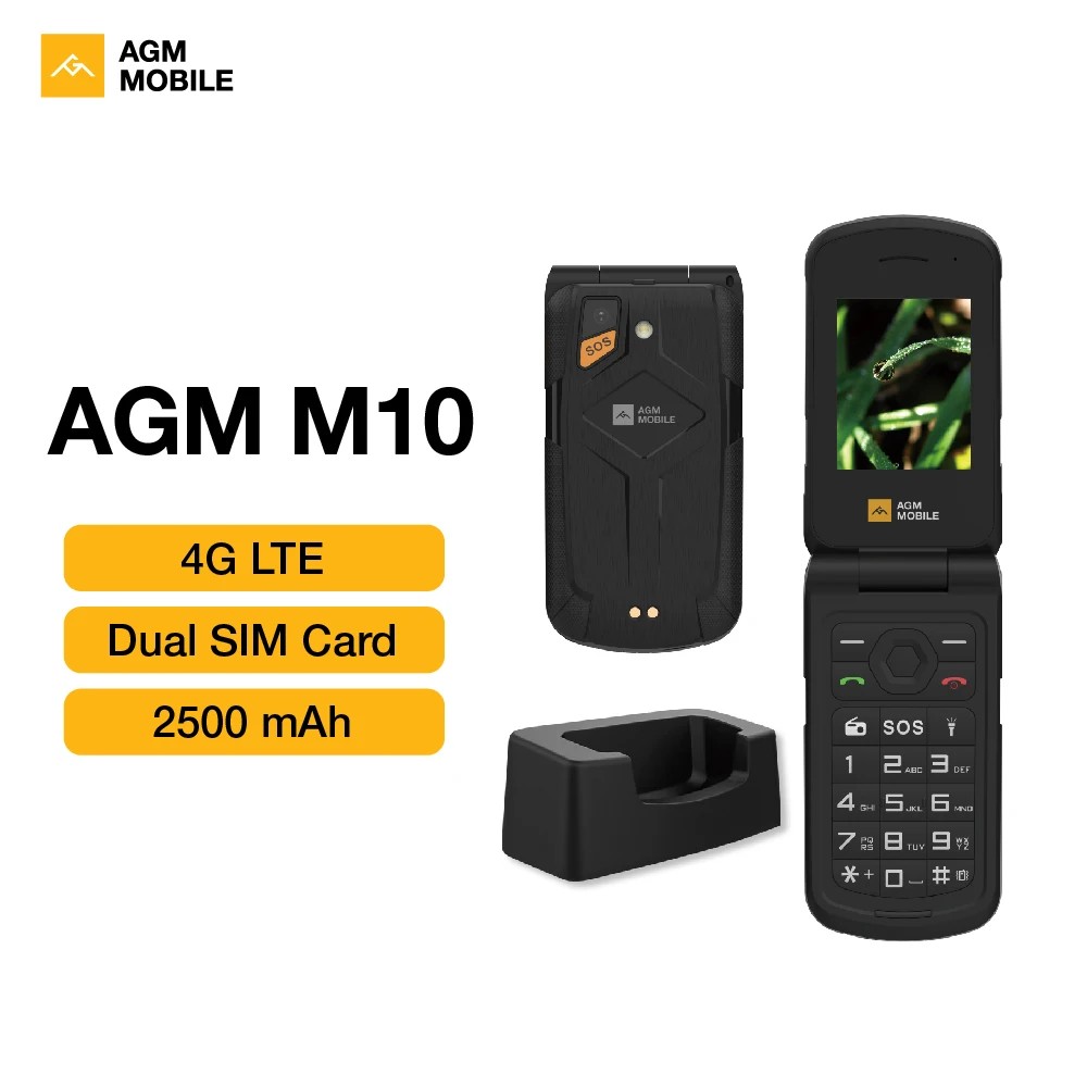 Jual AGM M10 Rugged 4G Feature Phone Big Button Full Band Flip Phone ...