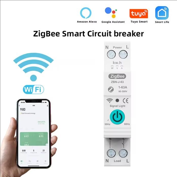 Jual MCB 1 Phase Listrik Otomatis 3 Mode Smart WiFi kWh Meter Timer 300 ...