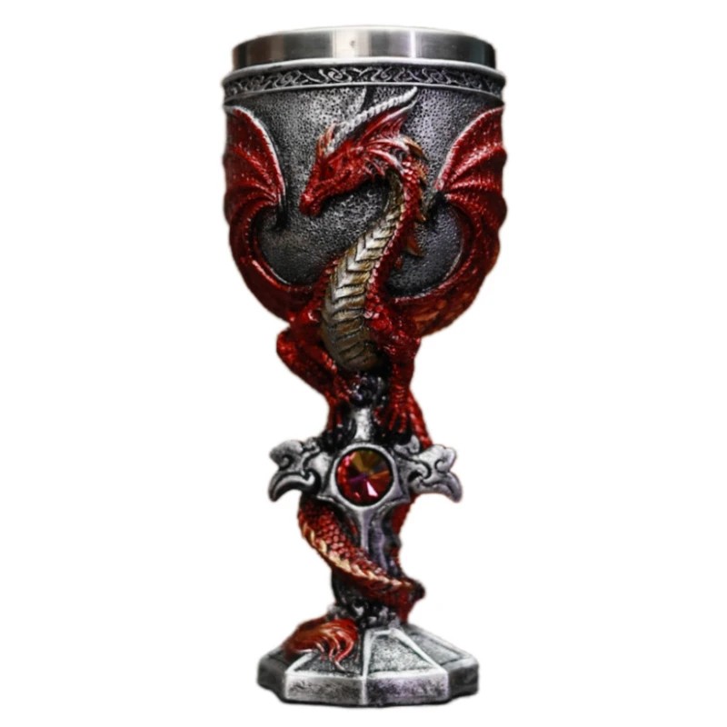 Jual Retro Evil Dragon Goblet Nordic Dragon Stainless Steel Wine Cup 3D ...