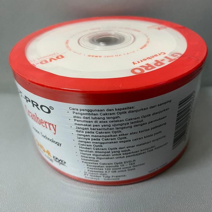 Jual Dvdr Gt-Pro Cranberry 4.7Gb Dvd-R Dvd Kosong Bulk Spindle Isi 50 ...