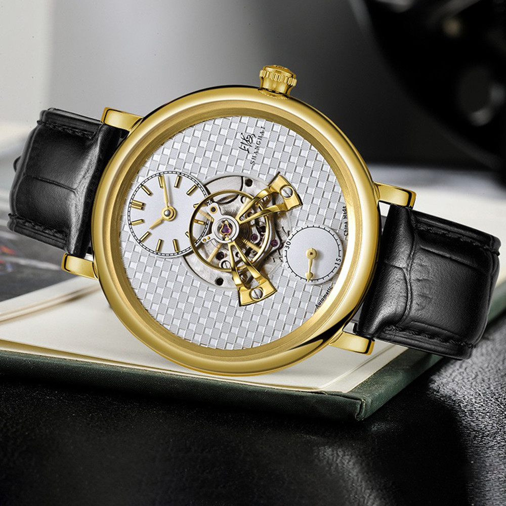 Jual Shanghai Tourbillon Watch Men 40mm Luxury Automatic Watches Dome ...