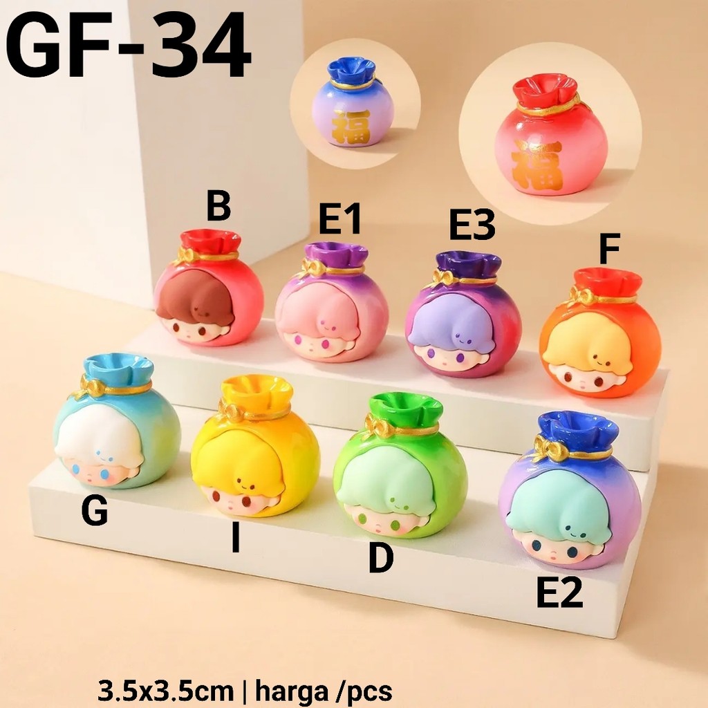Jual GF-34 Resin clay 3d diy pouch uang money bag bulat glossy merah ...