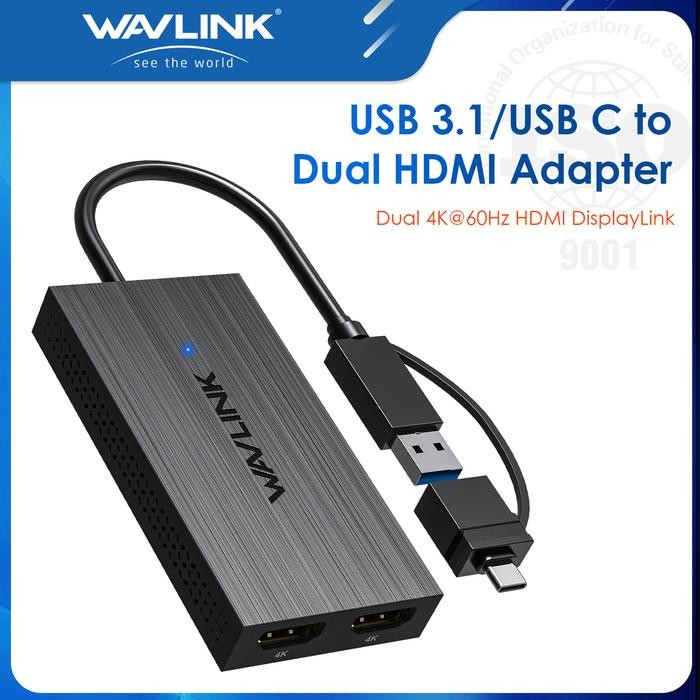 Jual SALE! WAVLINK USB-C KE DUAL HDMI ADAPTER DISPLAYLINK DUAL 4K@60HZ ...