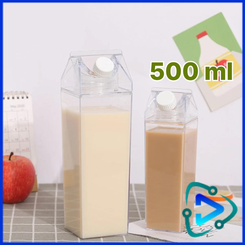 Jual POHAN Botol Minum Clear Glass Water Bottle Milk Box Container ...
