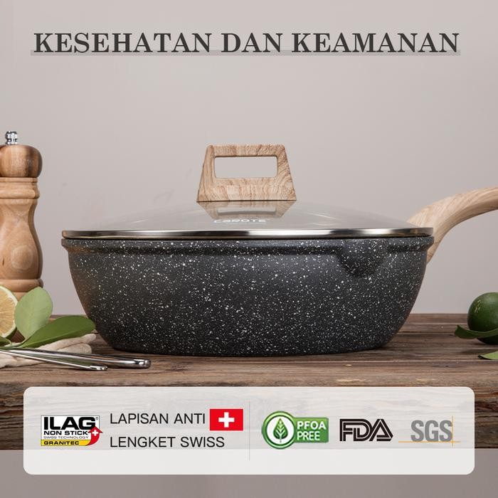 Jual PREMIUM Carote Wajan Penggorengan Kayu Non-stick Essential dengan ...