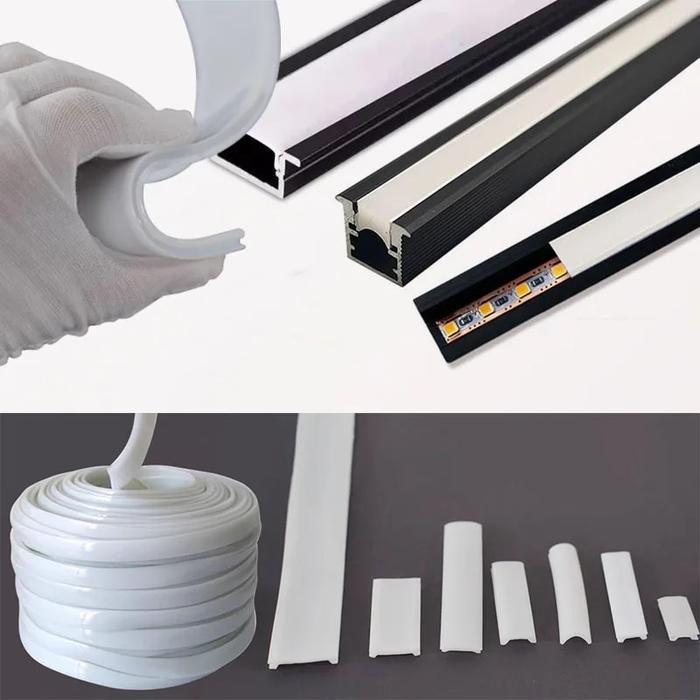 Jual 1-5M Led Aluminum Profile Silicone Diffuser Cover Line Led Strip ...