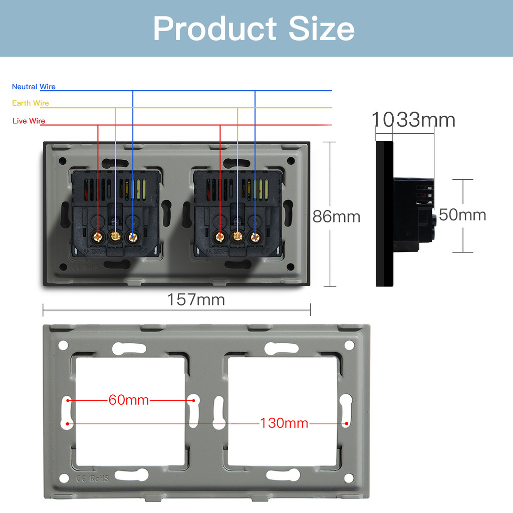 Jual Bseed Single Eu Wall Socket Usb Type-C Ports Double Waterproof ...