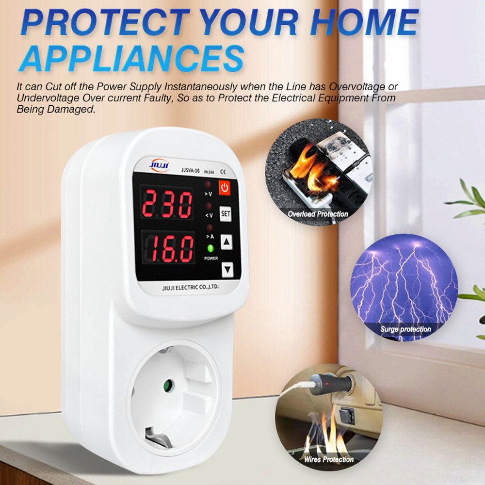 Jual Automatic Voltage And Current Protector Socket Led Multifunctional ...