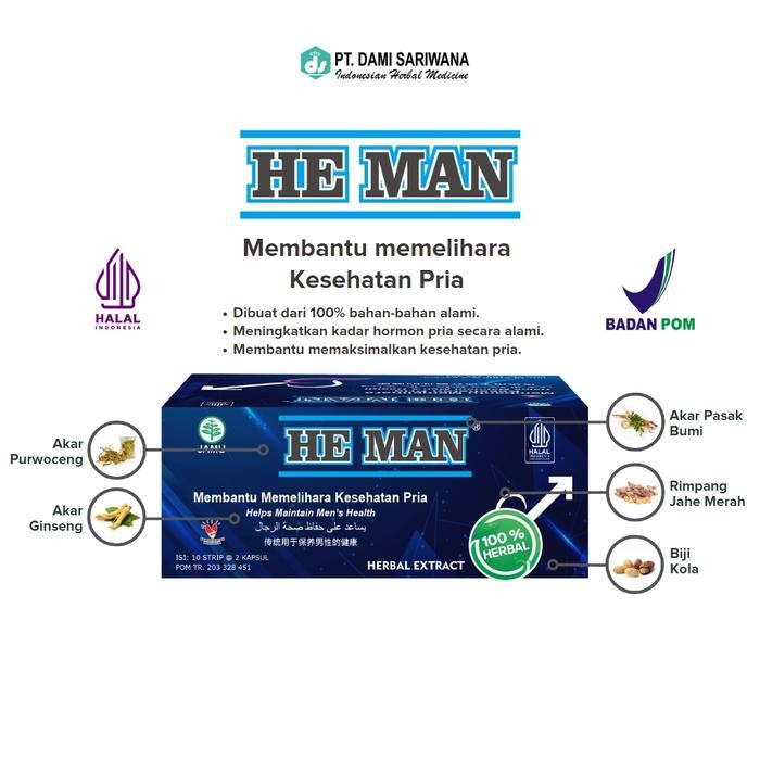 Jual Product Laris Obat Kuat Herbal Pria He-Man (1Box @10 Strip ...