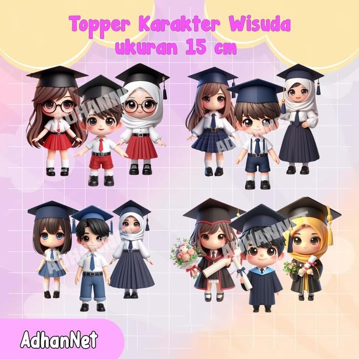 Jual topper karakter wisuda ukuran 15cm | Shopee Indonesia