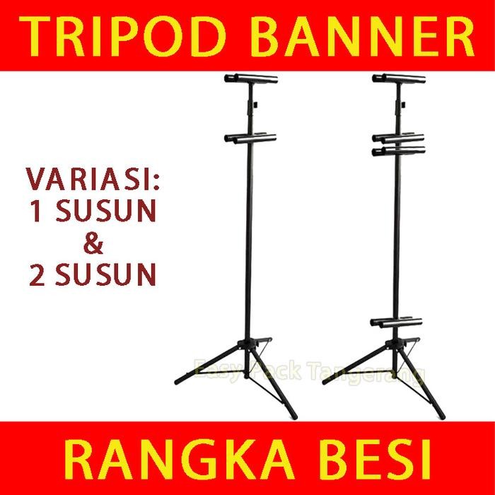 Jual RANGKA BESI Tripod Banner 2 Sisi 2 Susun Standing Poster Display ...