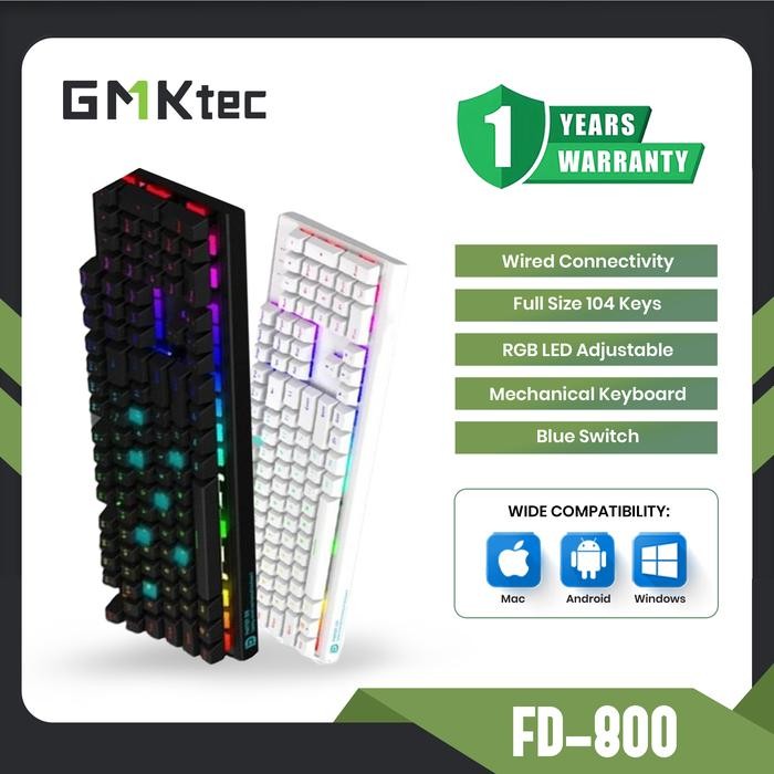 Jual Keyboard Mechanical Gaming FD-800 - 3 Mode light RGB Fude gaming ...