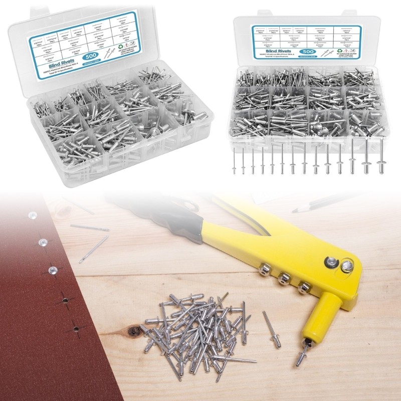 Jual 500pcs Metal Blind Rivets Assortment With Washers Versatile Rivets ...