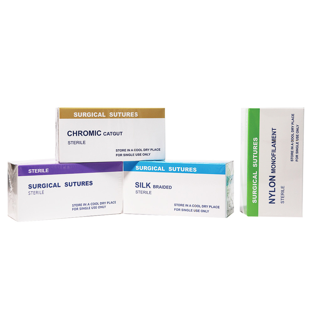 Jual Surgical Silk Suture with Needle Non Absorbable Suture USP2/0 3/0 4/0 75cm Black Braided ...