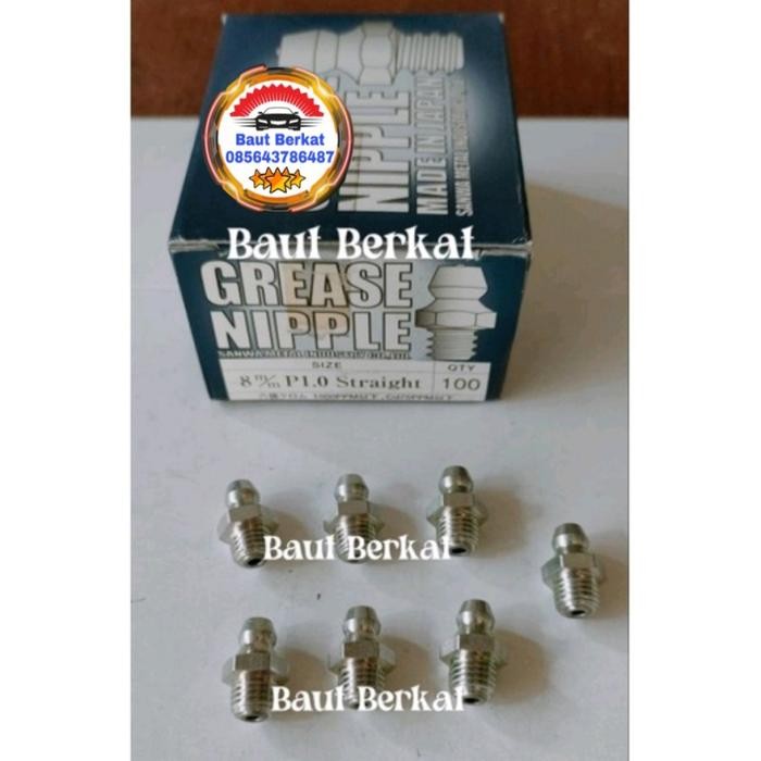 Jual grease nipple lurus 6mm grease nipple 8mm nipple 10mm grease ...