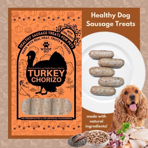 Jual WOOF DELI - TURKEY CHORIZO DOG FOOD TOPPER - Snack | Shopee Indonesia