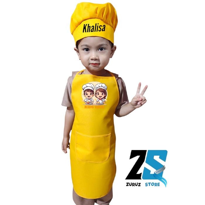 Jual (Expert) Set Apron Anak Sablon Nama - Bayi, Cocok untuk Cooking ...
