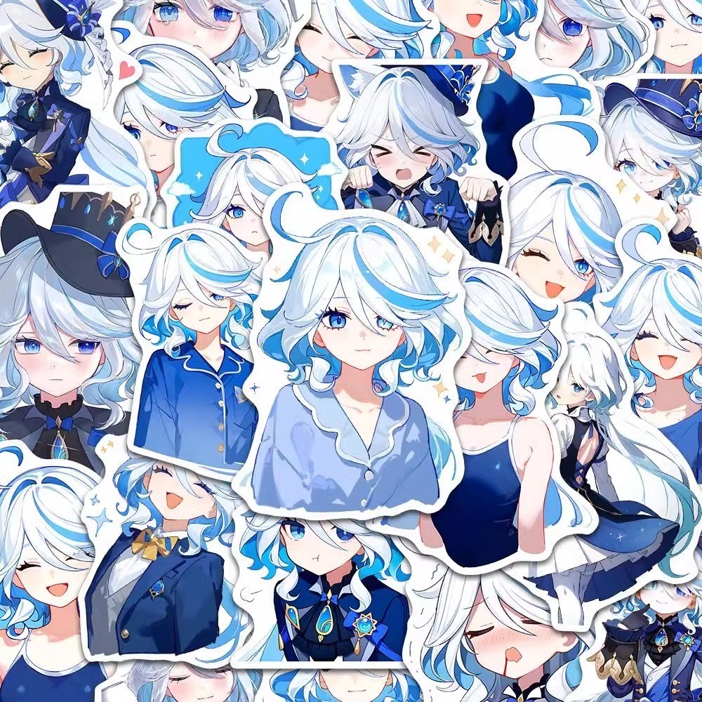 Jual 10/52Pcs Game Yuan Shen Impact Stickers Focalors Furina Anime ...