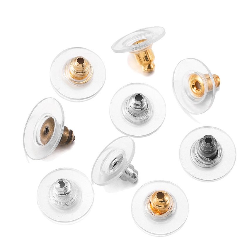 Jual 100Pcs Rubber Earring Backs Post Nuts Silicon Steel Earnuts Stud ...