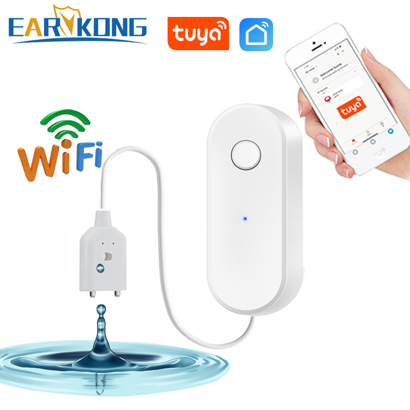 Jual Tuya WiFi Smart Water Leak Sensor Liquid Leakage Alarm Overflow ...