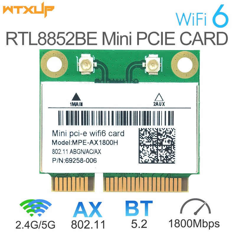 Jual WiFi 6 Dual Band AX1800 Realtek RTL8852BE mini pcie card Bluetooth ...