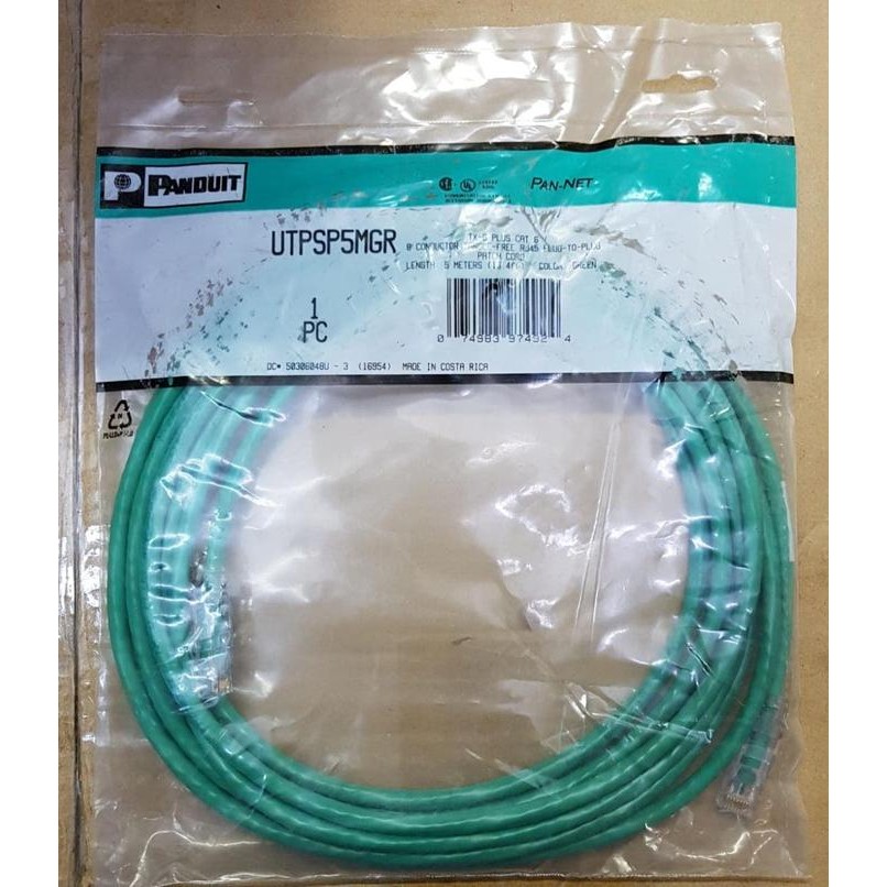 Jual Panduit Patch Cord Cat.6 / Cat6 5 Meter Hijau ( Utpsp5Mgry ...