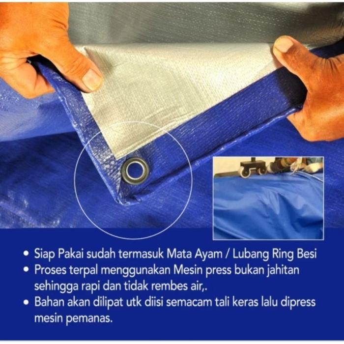 Jual (Expert) Terpal Plastik Tipe A3 Biru Silver Ukuran 4x6 4x5 4x4 3x5 ...