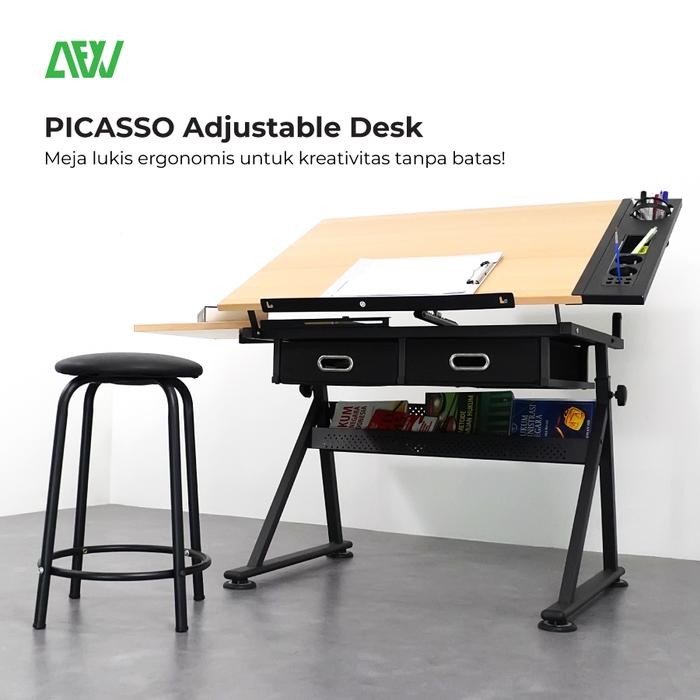 Jual PROMO! All For Work Meja Lukis Meja Gambar Adjustable PICASSO ...