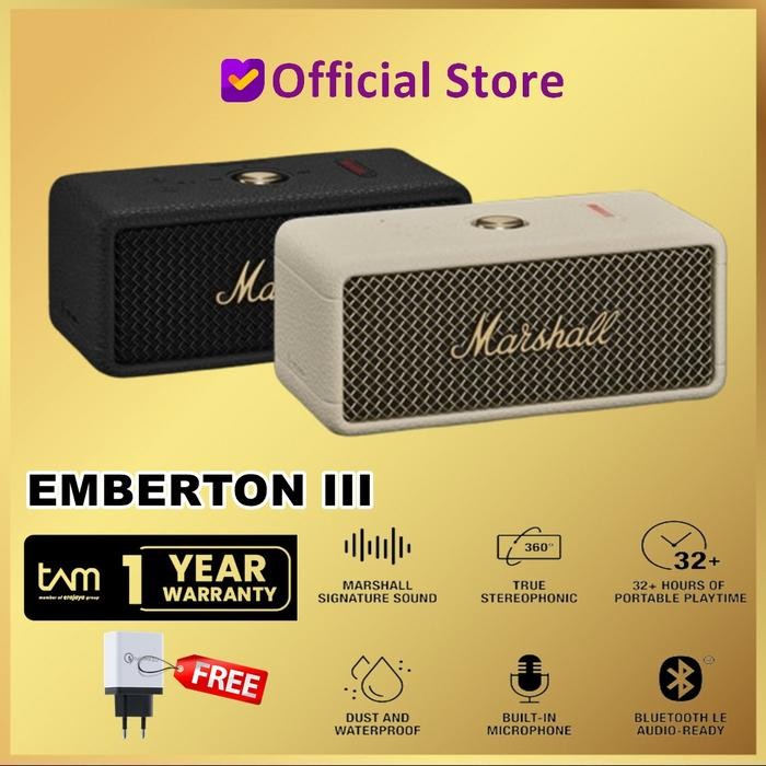 Jual MY2F Marshall Emberton Iii 3 Portable Wireless Bluetooth Speaker ...