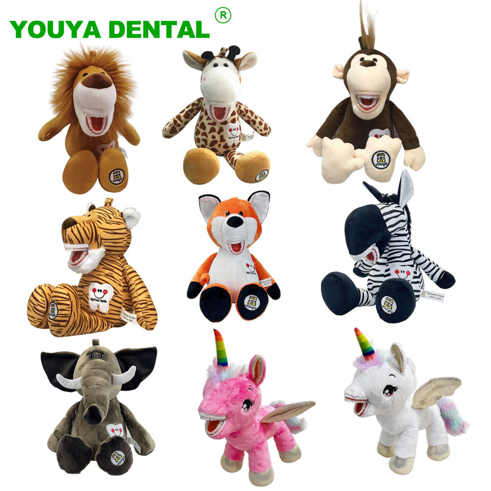 Jual Dental Plush Toys With Teeth Model Cute Tiger Lion Giraffe Animal ...