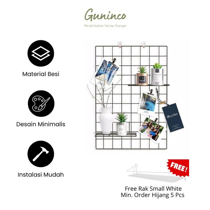 Jual HIJANG Hiasan Dinding Hitam Grid Wire Black Memo Organizer Foto ...
