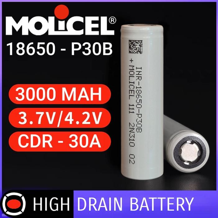 Jual Molicel P30B Baterai 18650 3000mAh 30A High Drain Li-Ion ...