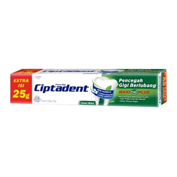Jual CIPTADENT TOOTHPASTE MAXI JUMBO COOLMINT 225+25 GR | Shopee Indonesia