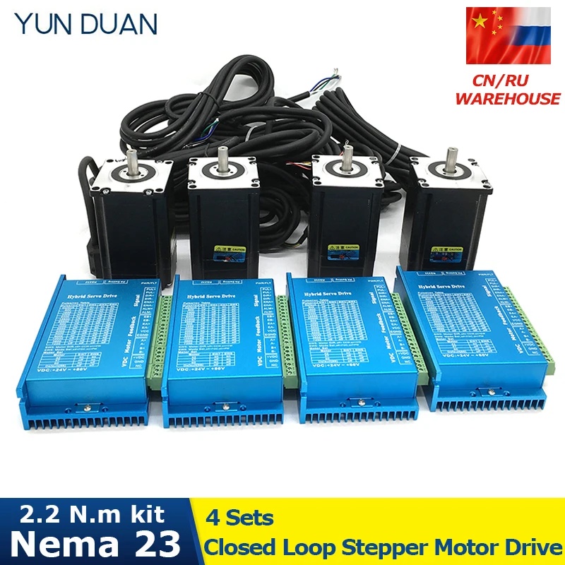 Jual NWK 4 Kits Nema23 Closed Loop Stepper Motor Drive 4 Axis Kit ...