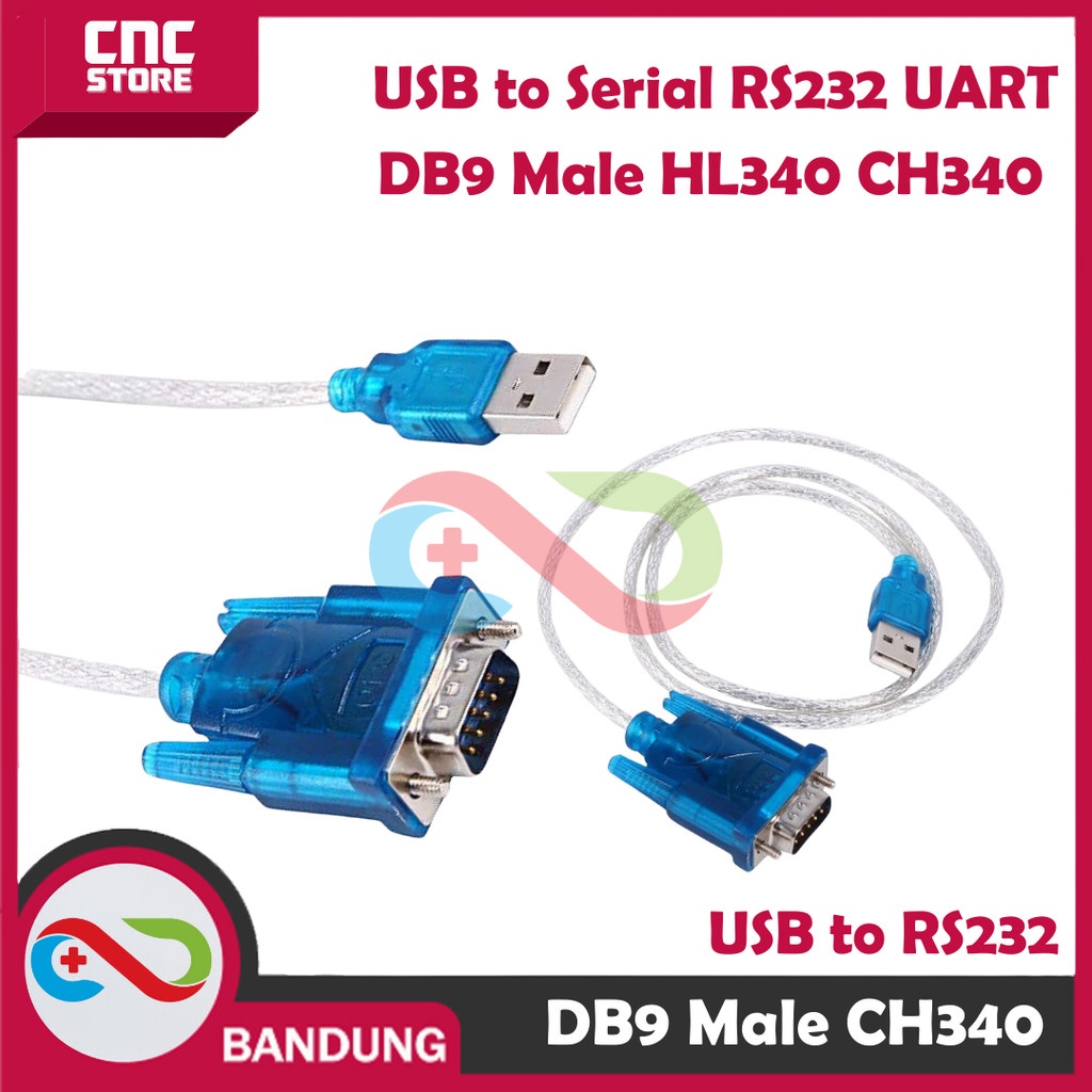 Jual Kabel Adapter USB to Serial RS232 UART DB9 MALE HL-340 HL340 CH340 ...