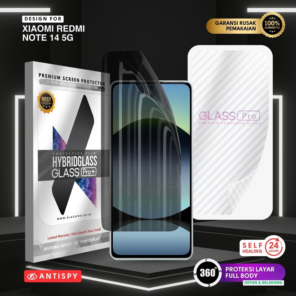 Jual ANTISPY Hybrid Glass For XIAOMI REDMI NOTE 14 5G - Full Cover Hydrogel Depan Belakang Anti ...