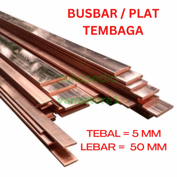 Jual Plat Busbar Tembaga Ukuran 5X50 Tebal 5Mm Lebar 50Mm Sesuai ...