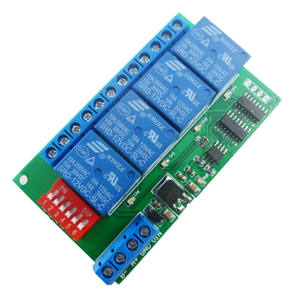 Jual UNMO 4 Channel DC 12V RS485 Relay Module Modbus RTU & AT Command Remote Control Switch for ...
