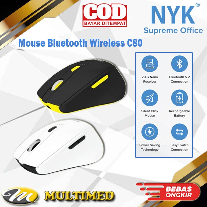Jual Mouse NYK C80 Dual Mode Bluetooth Wireless Rechargeable | Shopee ...
