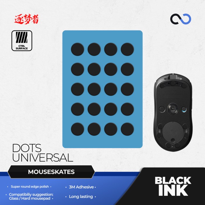Jual Dream Gamer Black Ink Dots Universal Mouse Feet / Mouse Skate PTFE ...
