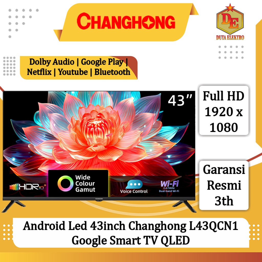 Jual Android Led 43inch Changhong L 43 QCN1 Google Smart TV QLed | Shopee Indonesia