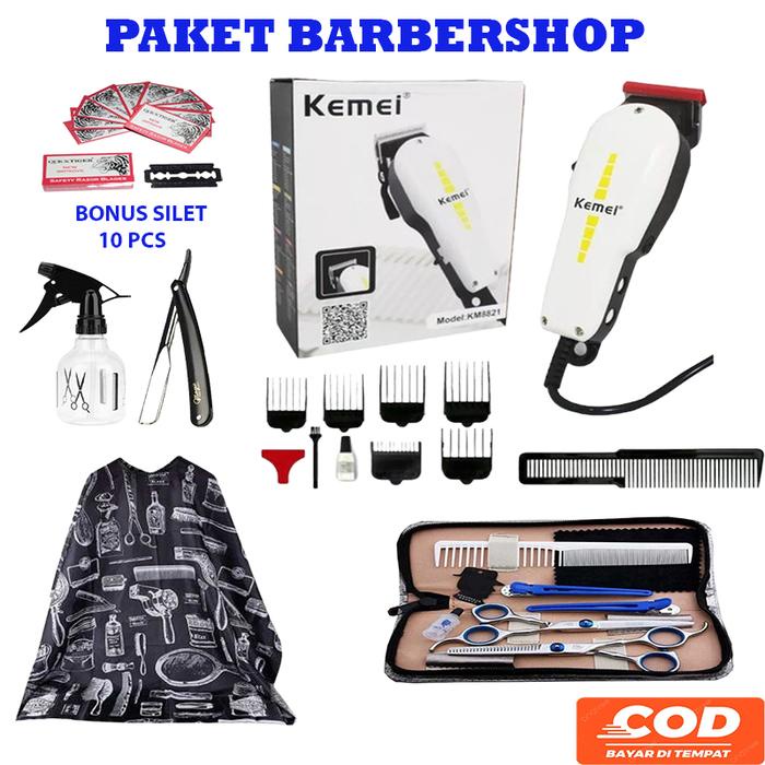 Jual SET ALAT CUKUR ELEKTRIK BARBERSHOP LENGKAP GUNTING SASAK GUNTING ...